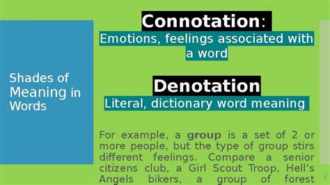 Explanatory Ela And Literature Lesson On Connotation Denotation