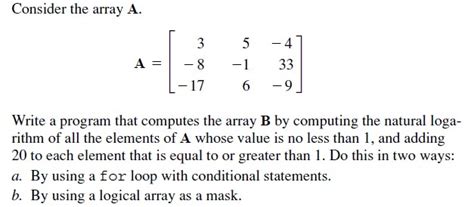 Consider The Array A Write A Program That Computes Chegg