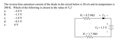 Solved A The Reverse Bias Saturation Current Of The Diode
