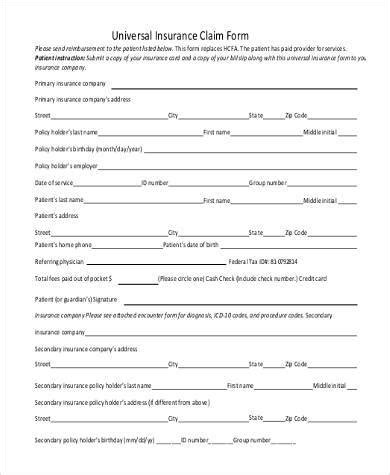 Free 9 Sample Universal Claim Forms In Pdf Ms Word