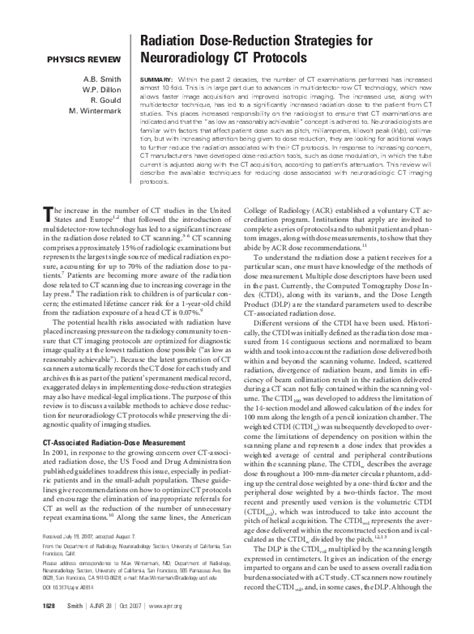 Pdf Radiation Dose Reduction Strategies For Neuroradiology Ct Protocols
