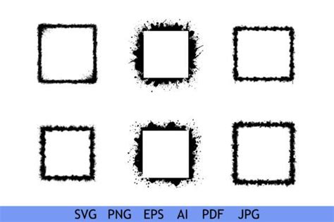 Grunge Splatter Square Frame Set Graphic By Silhouette Station