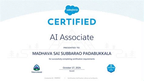 Salesforce Ai Artificialintelligence Salesforcecertified Aiassociate Madhava Sai Padabukkala