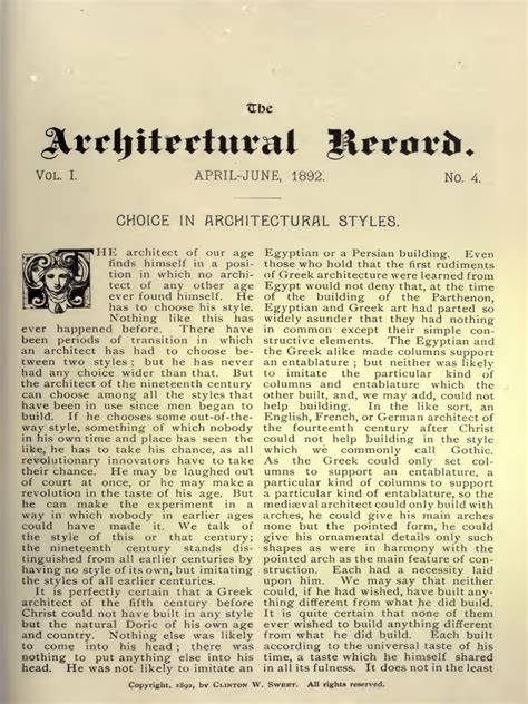 Architectural Record Issue 1892 04 06 Pdf Column Gothic Architecture