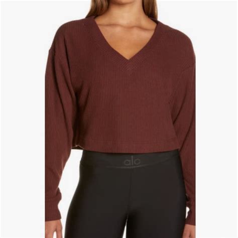 Alo Yoga Tops Alo Muse Ribbed Crop Cherry Cola Poshmark