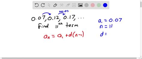 find the 11 th term of the arithmetic sequence 0 07 0 12 0 17 … numerade