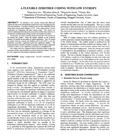 Pdf A Flexible Zerotree Coding With Low Entropy