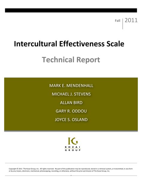 Pdf Intercultural Effectiveness Scale Technical Report