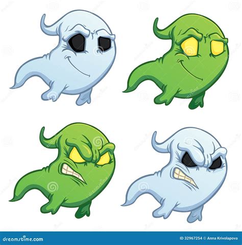 Funny Cartoon Ghost On The White Background Stock Vector Illustration