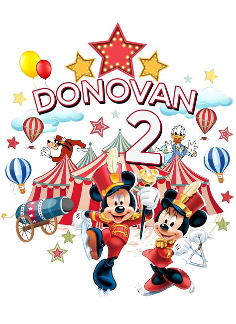Mickey Circus T Shirt Iron On Transfer Printable Diy Customizable For Birthday Party T Shirts