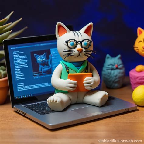 A Cat Programmer Works On A Laptop At Night While The Owner Sleeps Next