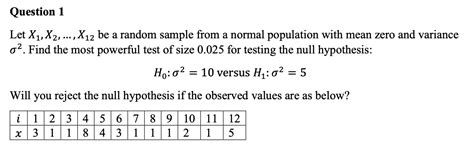 solved let x1 x2 dots x12 ﻿be a random sample from a normal