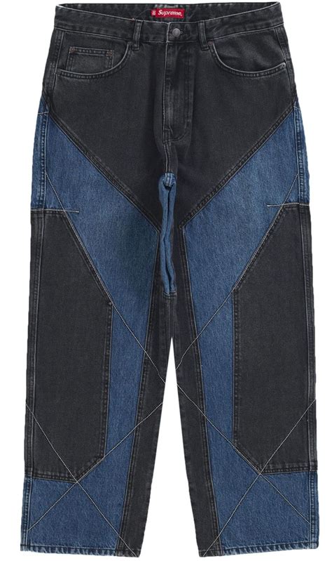 Supreme 2 Tone Paneled Black Jeans Whats On The Star