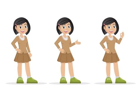 Premium Vector Set Young Girl Pose
