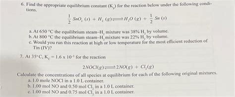Solved 6 Find The Appropriate Equilibrium Constant Kp For