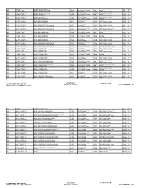 627 Cable Schedule As Built Pdf Hydraulics Gas Technologies