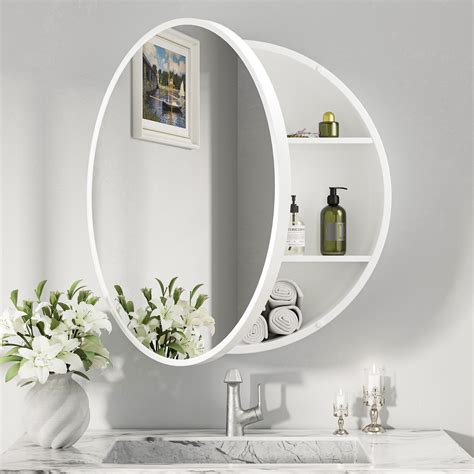 Keonjinn 24 Inch Round Bathroom Medicine Cabinet