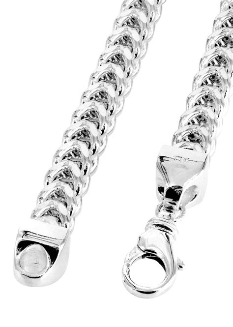 Womens 14k White Gold Chain Semi Solid White Franco Chain