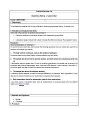 Statistics Hypothesis Testing Sample T Test Doc Practical Exercises A Hypothesis Testing