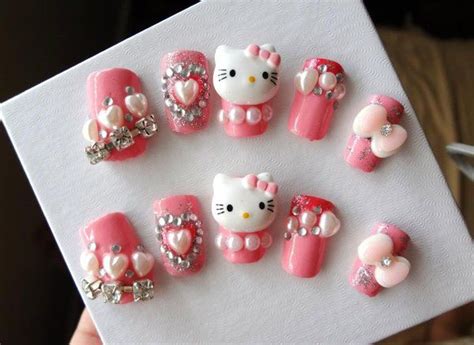 Bling Hello Kitty Nail Set By Jadelushdesigns On Deviantart Hello