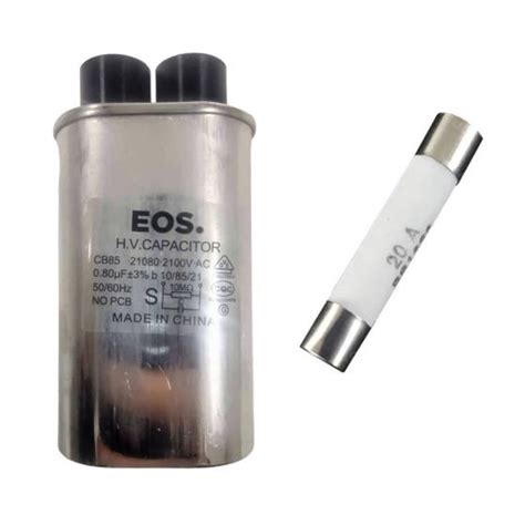 Capacitor Alta Tensão Microondas 080µf 1 Fusível 20a Eos