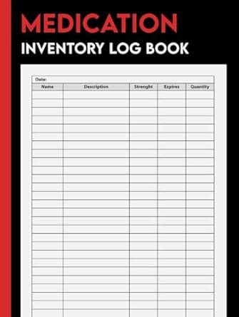 Medication Inventory Log Book Track Your Medications Using This