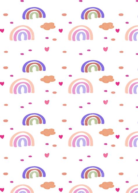 Cute Rainbows Patterns With Heart And Love Background Cute Patterns