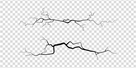 Scheur Op Beton Of Grond Als Gevolg Van Veroudering Of Droogte Set Scheuren In Transparante