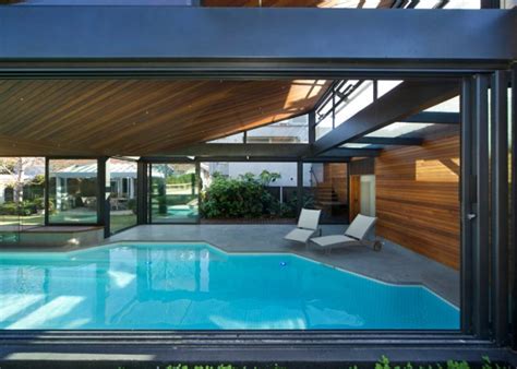 Made Groups Origami Pool House Has A Faceted Timber Ceiling