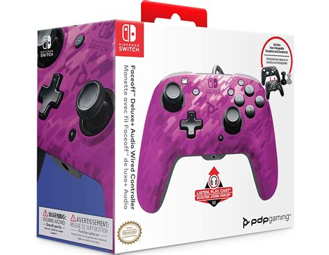 Pdp Face Off Deluxe Switch Controller With Audio Jack Camo Purple S