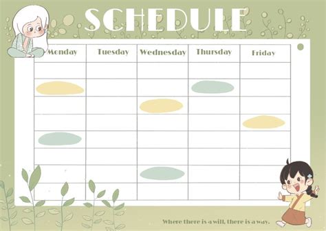 Edit Animated Young Girl Schedule Grid Template For Your Design Online