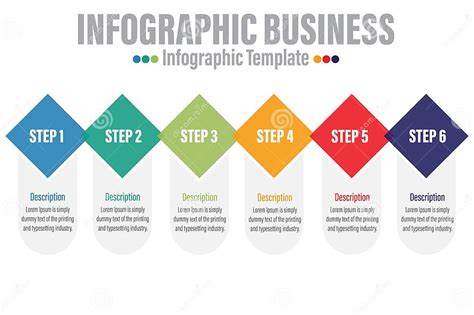 6 Steps And Six 6 Option Business Data Process Chart Diagram With