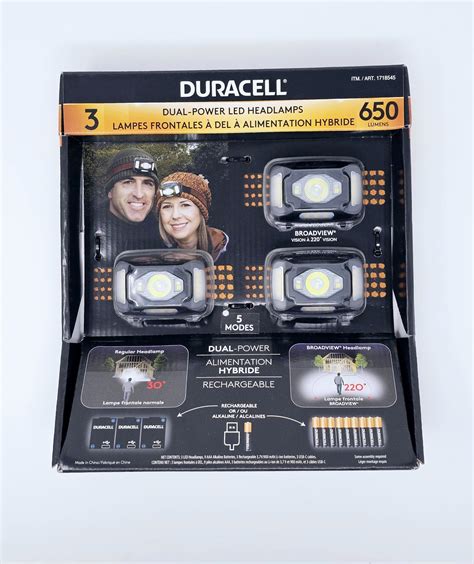 Duracell 650 Lumen Dual Power Headlamp 3 Pack Uk Sports