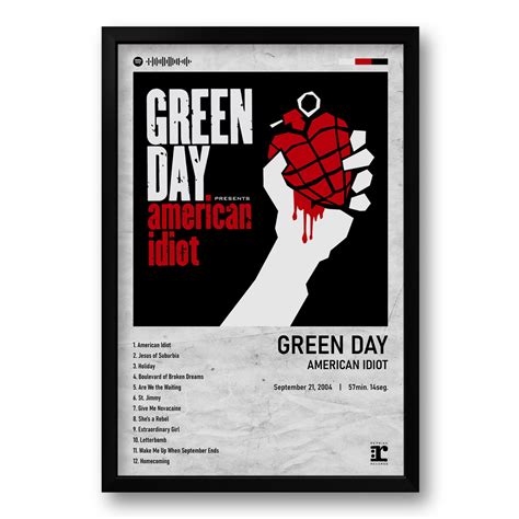 Quadro Álbum Spotify American Idiot Green Day 40x60cm Elo7