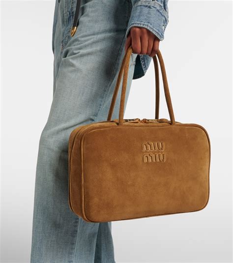 Beau Large Suede Top Handle Bag In Beige Miu Miu Mytheresa