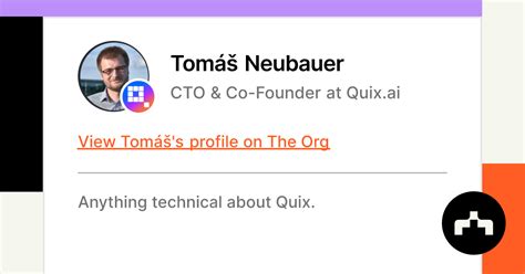 Tomáš Neubauer Cto And Co Founder At Quixai The Org