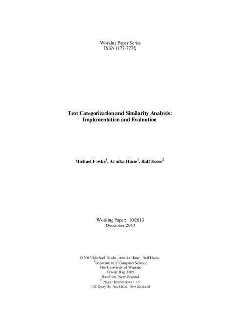 Pdf Text Categorization And Similarity Analysis Implementation And