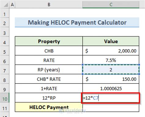 How To Make Heloc Payment Calculator Using Principal And Interest In Excel