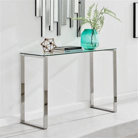 Modern Glass And Chrome Console Table Furniturebox