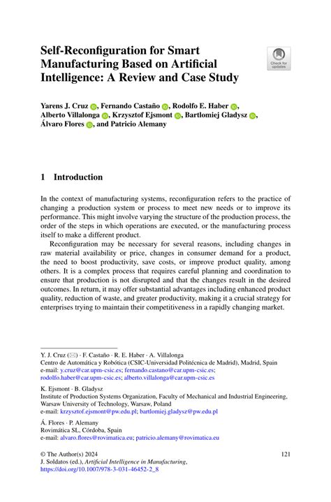 Pdf Self Reconfiguration For Smart Manufacturing Based On Artificial Intelligence A Review