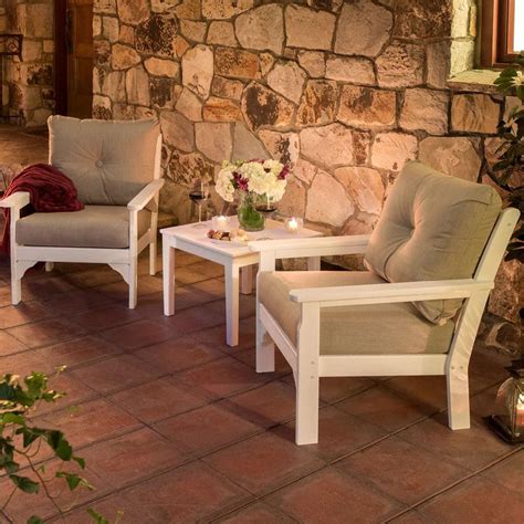 Vineyard 3 Pc Recycled Plastic Seating Set In Teakdune Burlap By