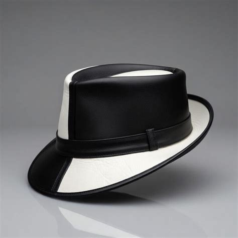 Black And White Leather Fedora Hat Michael Jackson Smooth Criminal Style