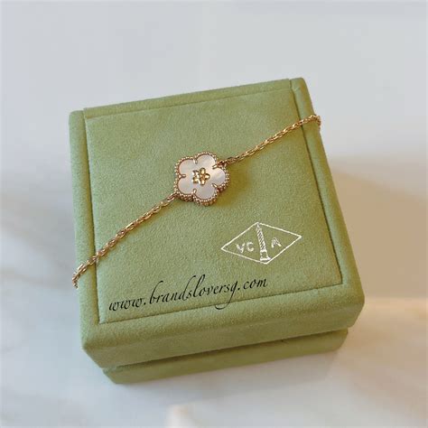 Van Cleef And Arpels Vca Lucky Spring Plum Blossom Bracelet With White M
