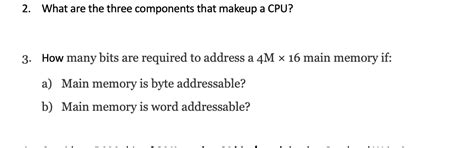 Solved What Are The Three Components That Makeup A CPU Chegg