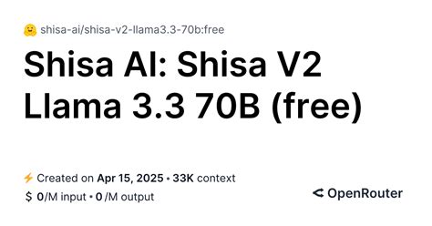 Shisa Ai Shisa V2 Llama 33 70b Free Provider Status Openrouter