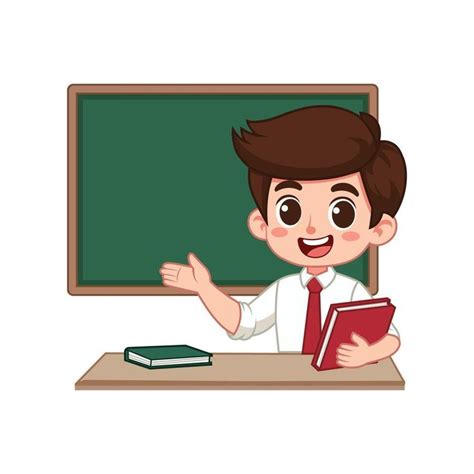 Young Man Teacher Teaching Cartoon Character Educational Illustration