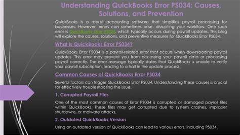 Ppt Quickbooks Error Ps034 Causes And Fixes Powerpoint Presentation Id13515947