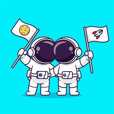 Astronauta De Dibujos Animados Lindo Con Bandera De Tierra Png Sexiz