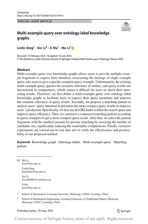Multi Example Query Over Ontology Label Knowledge Graphs