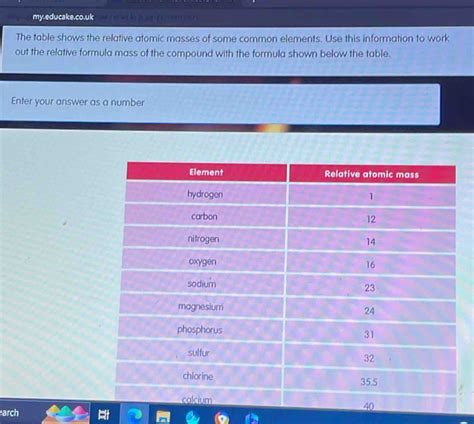 Solveduk O The Table Shows The Relative Atomic Masses